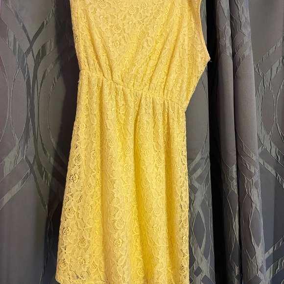 Francesca's Collections | Dresses | One Shoulder Yellow Lace Dress ...